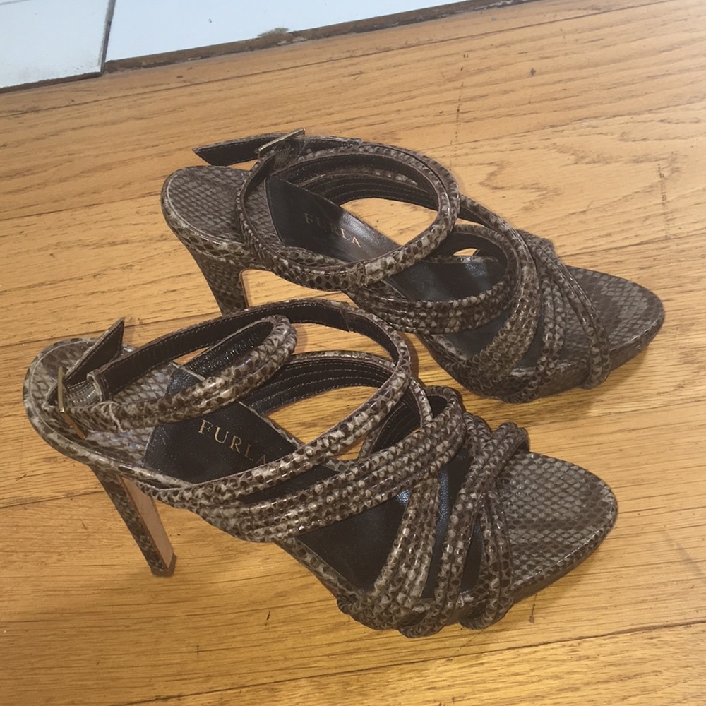 Furla Animal Skin Leather Platform Heels - Gem